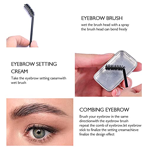 Pack of 2, 3D Eyebrow Gel Clear, Eyebrow Soap Kit, Brow Pomade, Eyebrow Styling Soap, Durable, Waterproof, Smudge Proof for Natural Brows, Wax Brow Setting Gel with Brush