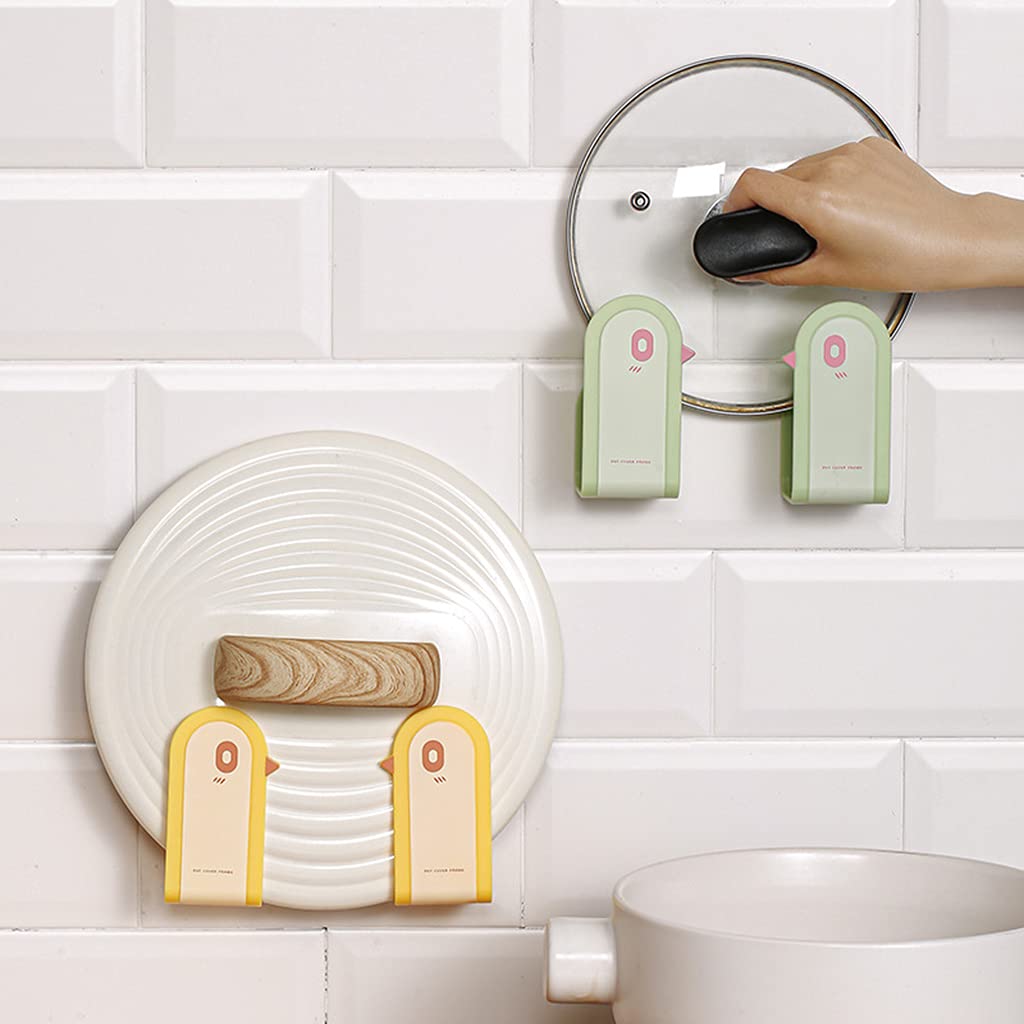 Self Adhesive Pot Lid Holder Punch-Free Pan Cover Storage Rack Holder Wall Mount Wall Pot Organizer
