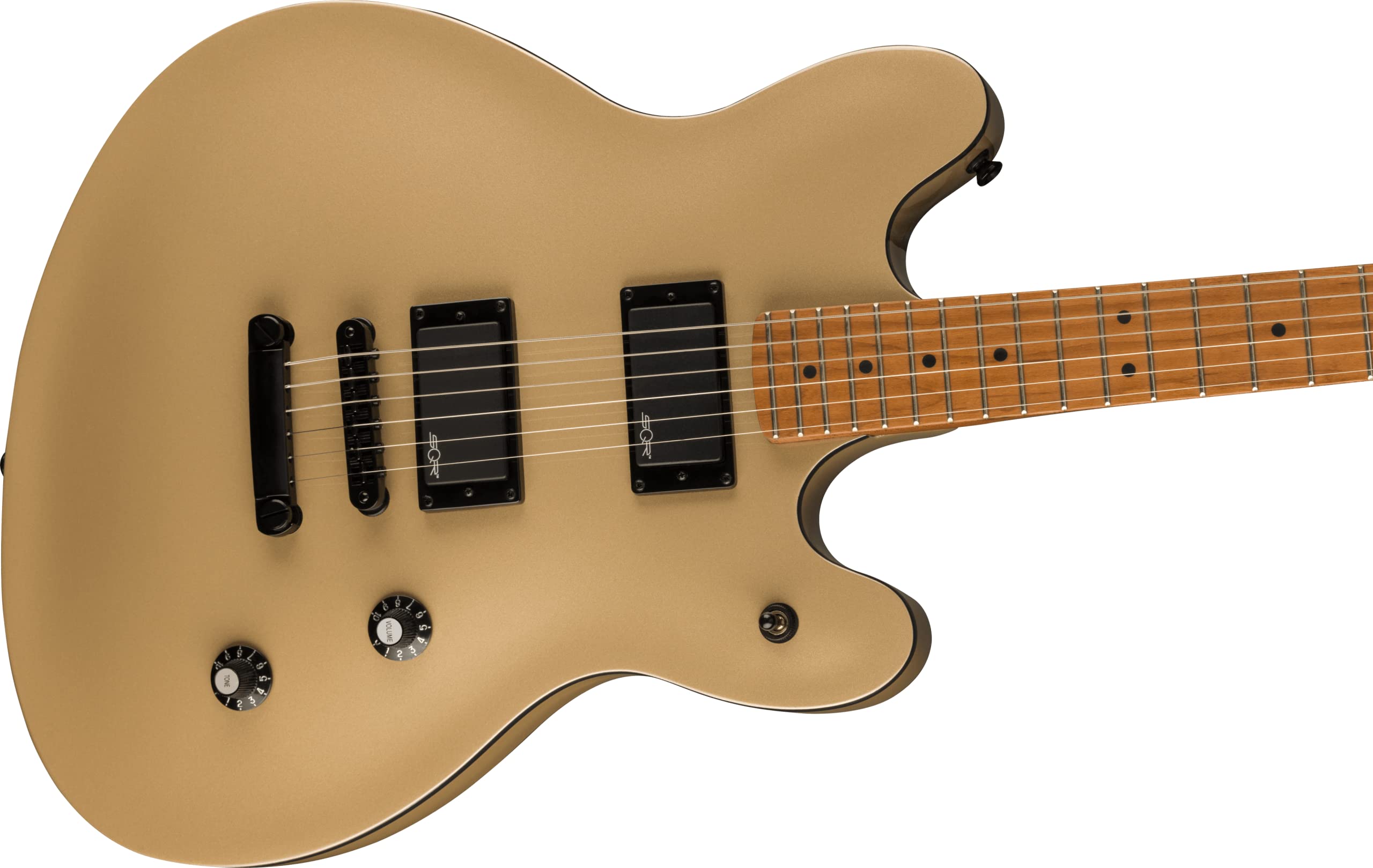 Squier Contemporary Active Starcaster Electric Guitar, with 2-Year Warranty, Shoreline Gold, Roasted Maple Fingerboard, Black Pickguard