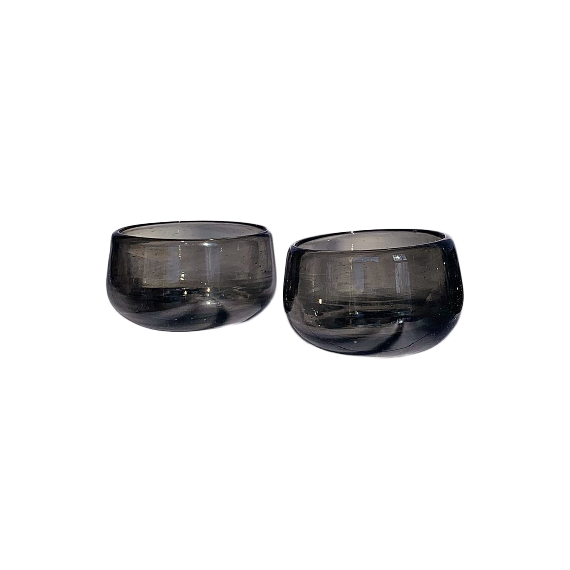 The Curated Pantry Hand Blown Mezcal + Tequila Glasses | Mezcal Copitas | Made in Mexico - Set of 2 (5 Colors Available) (4 Fl OZ, Smoke)