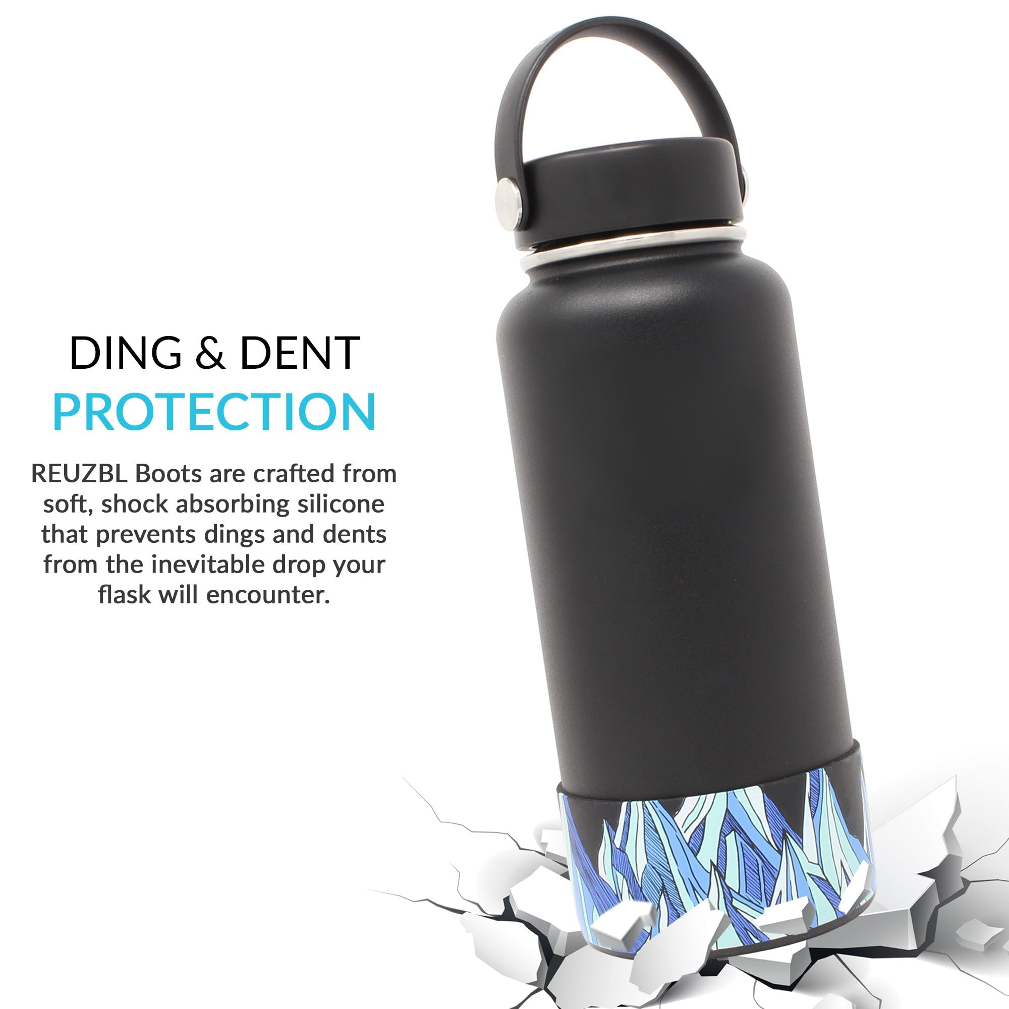 REUZBL Protective Silicone Bottle Boot for Owala FreeSip 40 oz, Hydro Flask 32-40 oz, Iron Flask, Takeya, Thermoflask, and Similar Wide Mouth Water Bottles, Protective Bottle Accessory