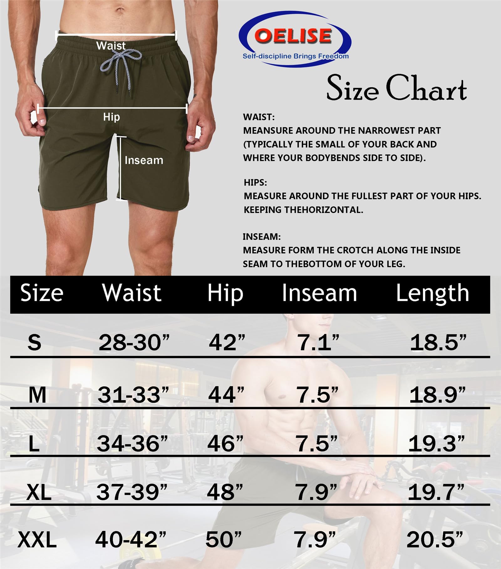 Oelise Men's 2 Pack Gym Shorts Running Jogger Quick Dry Athletic Bodybuilding Pants with Pockets Black and Olive Green L