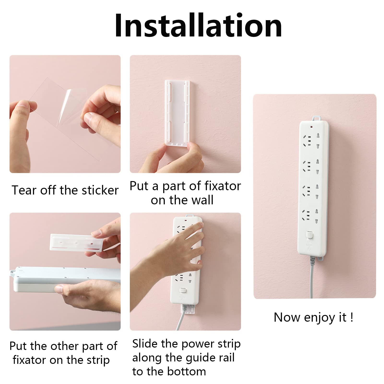 Self-Adhesive Desktop Socket Fixer, 2023 New Adhesive Punch Free Socket Holder, Premium Wall-Mounted Plug Fixer Sticker Desktop mountable Plug-in Socket Fixer Bracket Stand (8 Pcs)