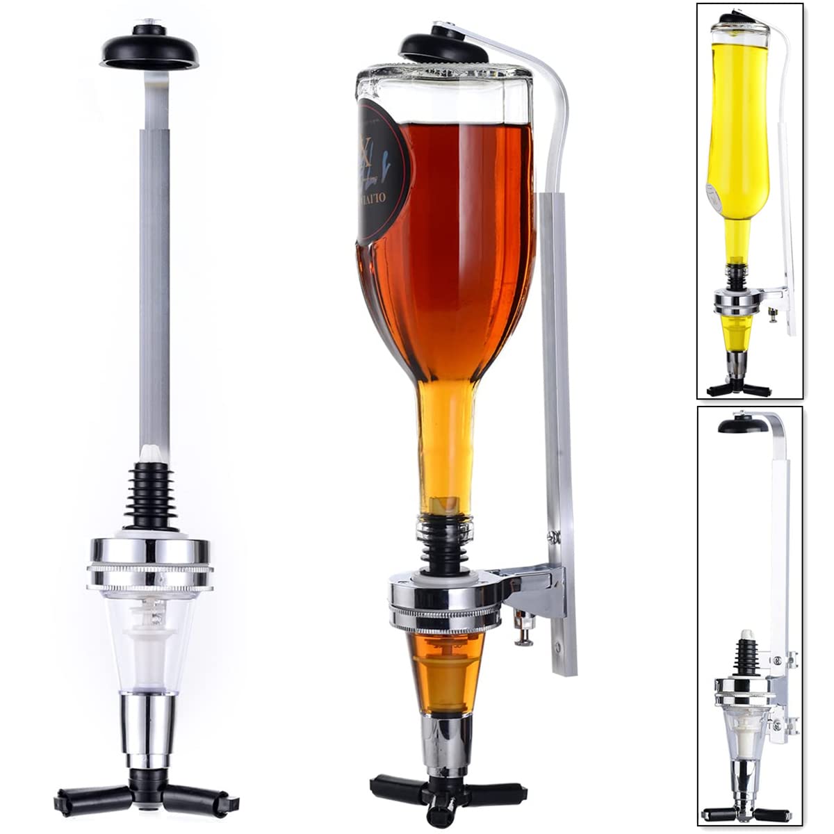 WNGDUA 1-Bottle Wall Mounted Liquor Dispenser Bar Butler Bracket Cocktail Alcohol Drink Shot Wine Holder for Home Bar Beer Pourer Liquor Drinking Beverage Bottle Whisky Dispenser