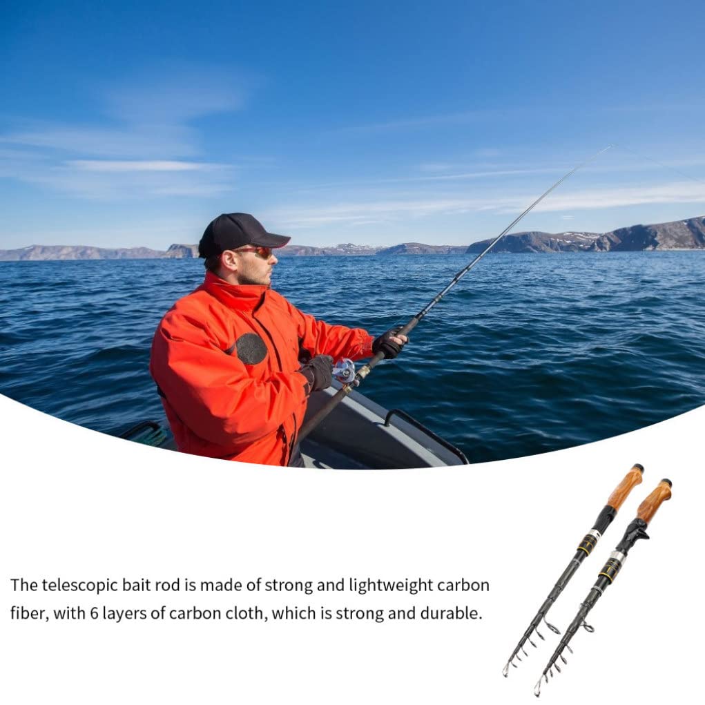 Telescopic Fishing Rod Carbon Casting Rod Carbon Fiber Portable Telescopic Fishing Pole 1.8m