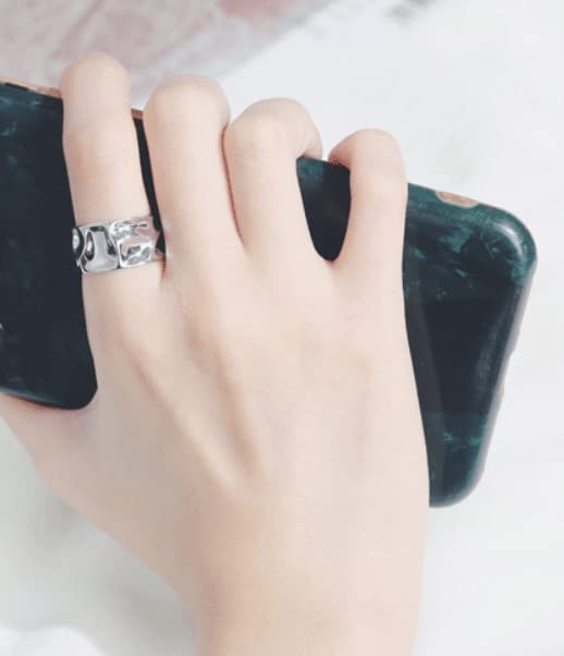 Vintage Cool Irregular Gold Silver Chunky Statement Rings Gold Plated Band Rings for Women Girl-Silver
