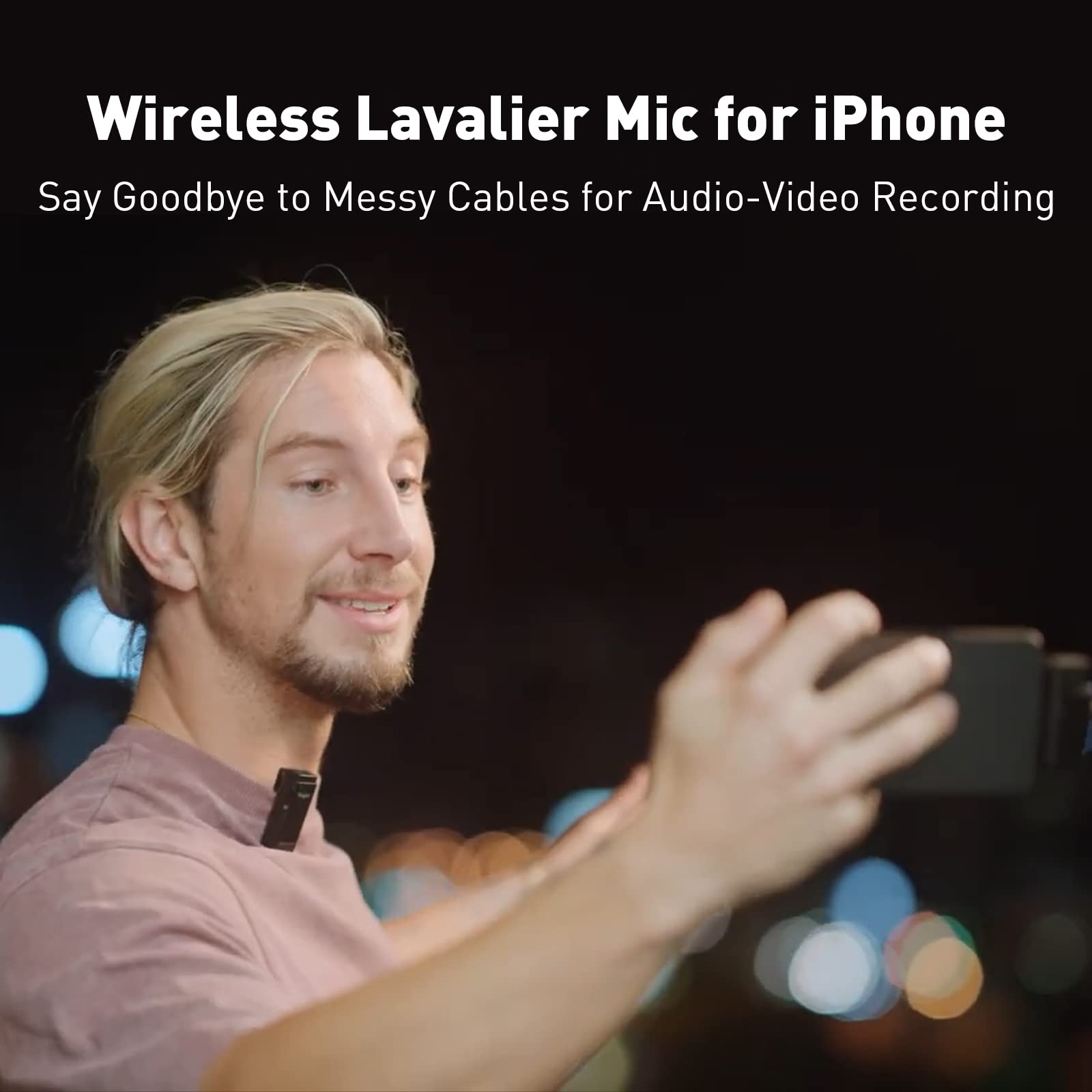 Singke 【Apple MFi-Certified】 Wireless Lavalier Microphone for iPhone/iPad with 3 Mode Smart Noise Cancellation Charging Case 2.4G Lapel MIC for Video Audio Recording/YouTube/TIK Tok/Interview/Vlog