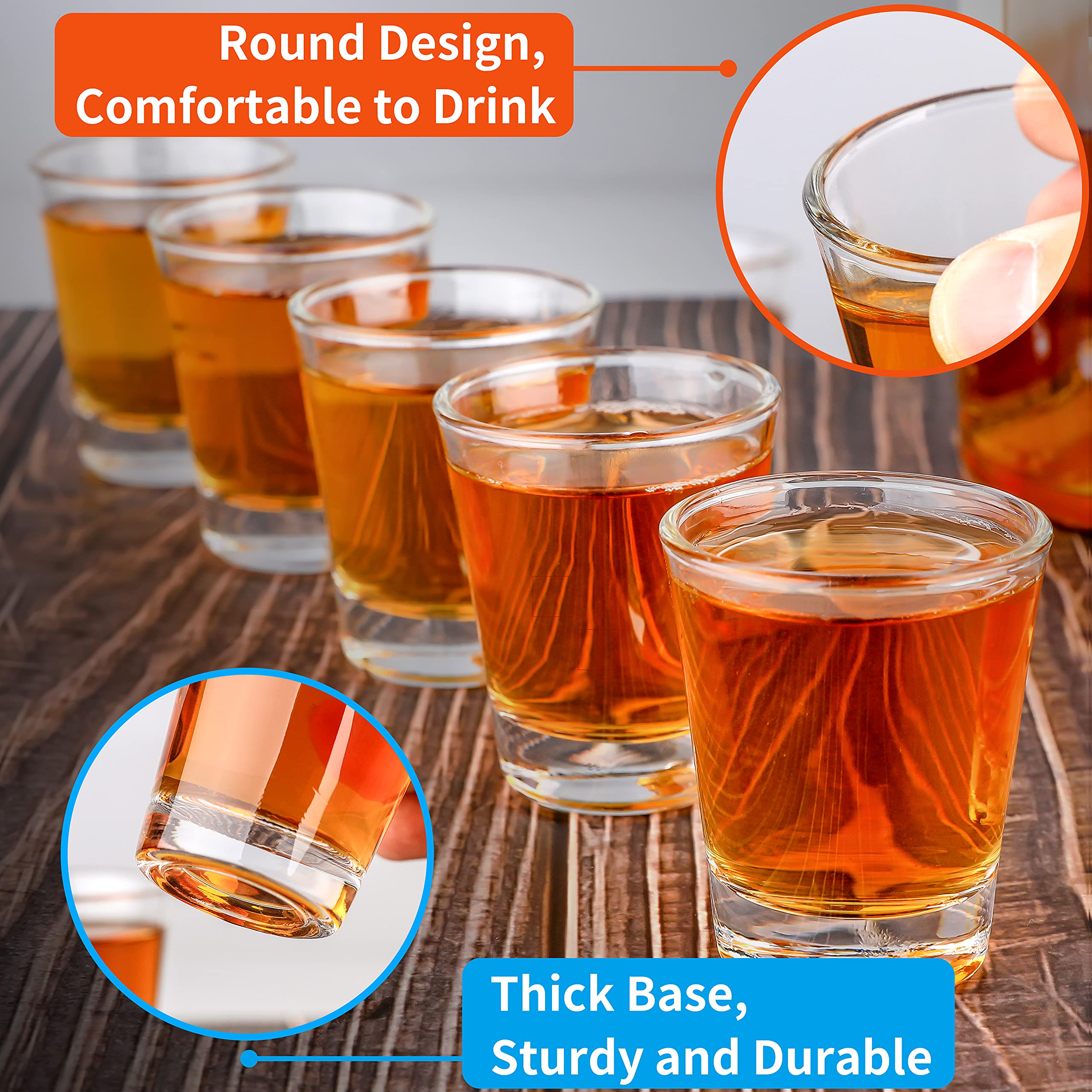 SuproBarware Shot Glass Set of 36 Heavy Base Shot Glass Bulk 2 oz Plus Measured Liquor Bottle Pourers 12Packs β 1oz/30ml