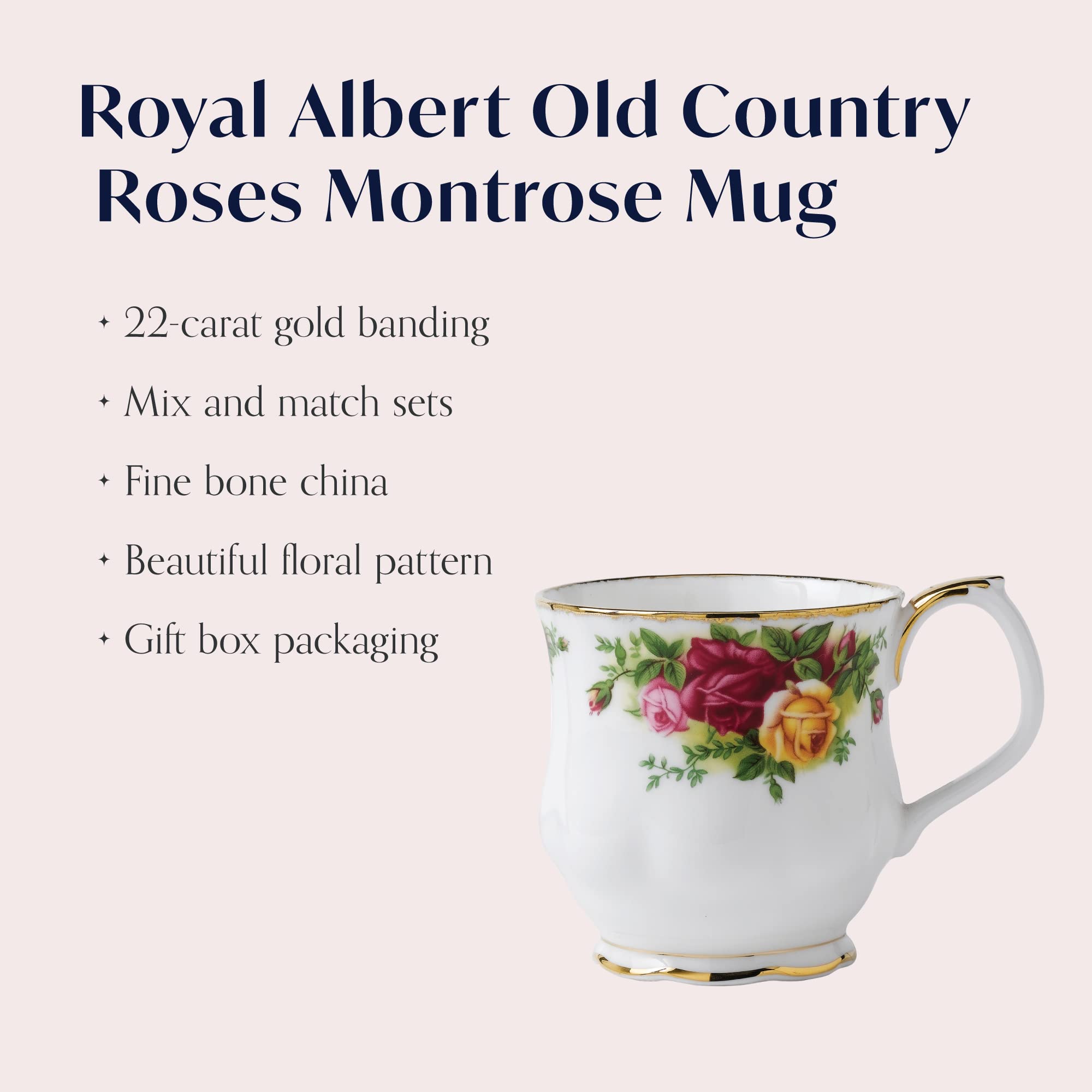 Royal Albert Old Country Roses Montrose Mug, 1 Count (Pack of 1), Multi