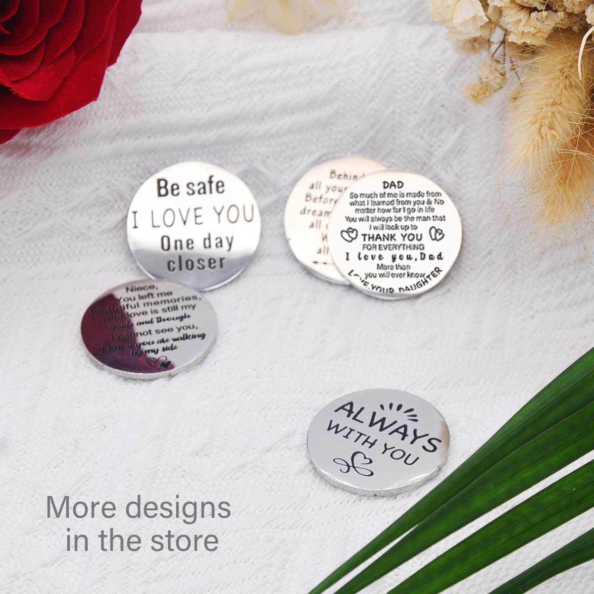 to My Dad Pocket Hug Token Gift, Long Distance Relationship Keepsake Stainless Steel Double Sided,Pocket Hug Token Gift for Dad from Daughter - Thank You for Everything
