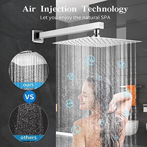 Shower Faucet Set,Rain Shower System with 10 Inch Shower Head and Handheld Wall Mounted,High Pressure Rainfall Shower Faucet Fixture Combo Set,Shower Faucet Set with Valve and trim, Brushed Nickel