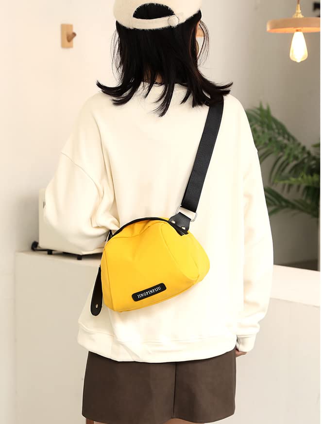 Women Waterproof Shell Small Shoulder Bag Crossbody Bag Oxford Handbags Wide Strap Handbags Purses (YELLOW)