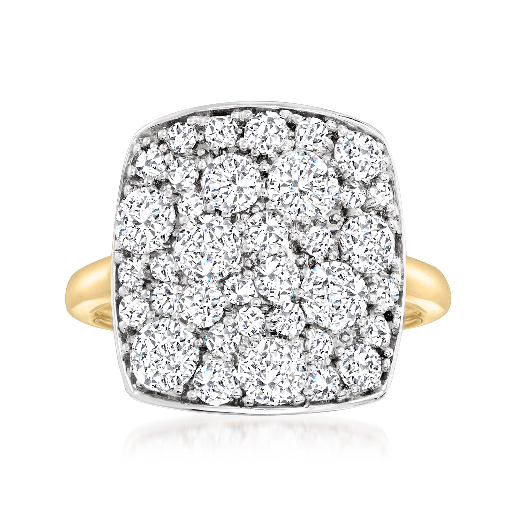 Ross-Simons 2.00 ct. t.w. Diamond Mosaic Cluster Ring in Sterling Silver and 14kt Yellow Gold. Size 6