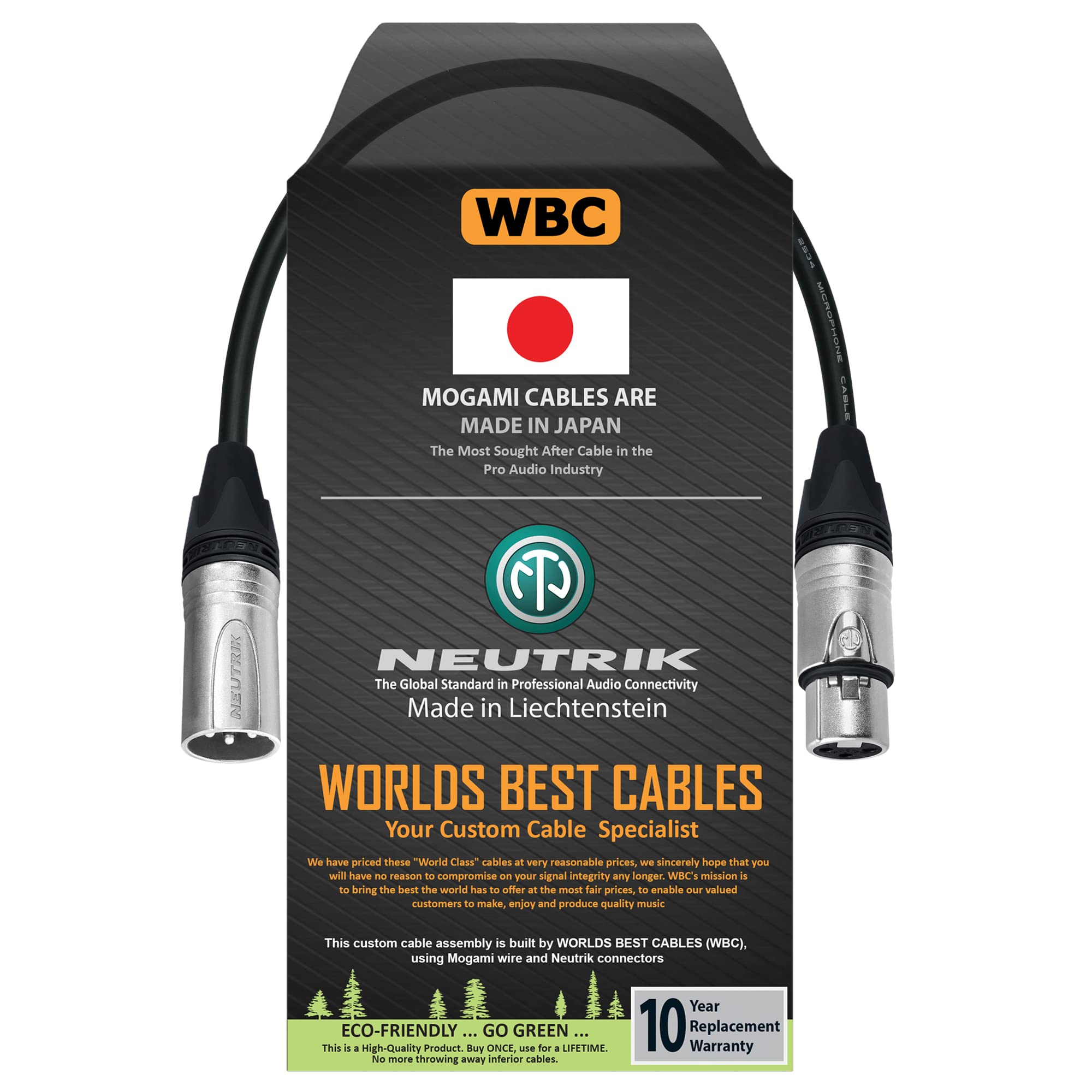 WORLDS BEST CABLES 1 Foot β Quad Balanced Microphone Cable Custom Made Using Mogami 2534 Wire and Neutrik NC3MXX Male & NC3FXX Female Silver XLR Plugs