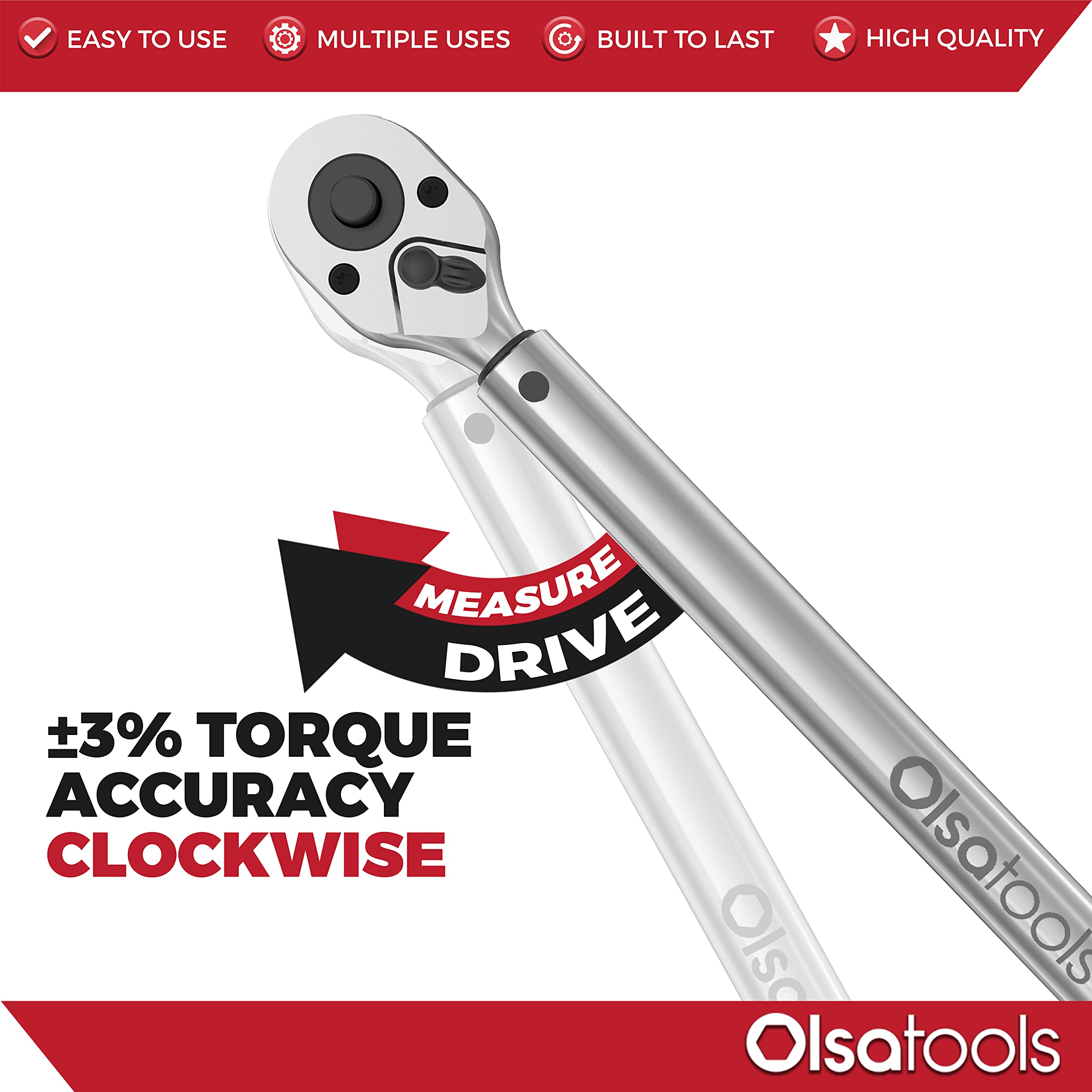 Olsa Tools Click Torque Wrench, 1/4-Inch Drive (30-150 in-lb Torque Range) | Premium Precision Ratcheting Adjustable Torque Wrench | Professional Grade