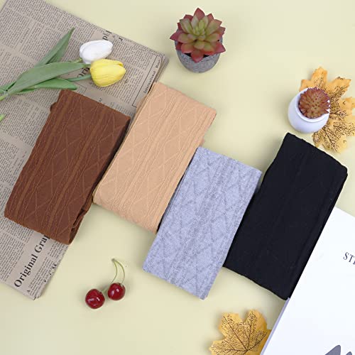 Thigh High Socks 4 Pairs, Over Knee High Socks for Women, Knee High Socks Thin Tights Stockings Leg Warmer,Black/Caramel/Khaki/Light Grey