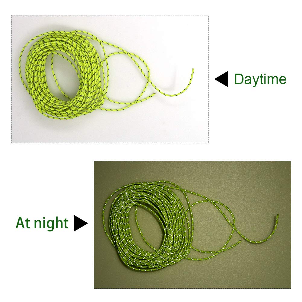 Pasking Reflective Nylon Cord - 50ft 2.5mm Tent Guyline Rope for Camping Tent Tarps Outdoor Camp Fishing Clothesline and Packaging Hanging