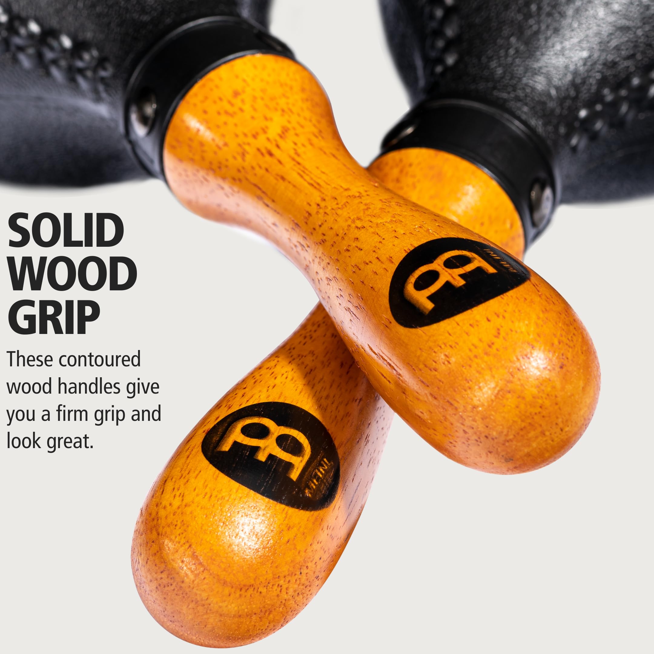 Meinl Percussion, Standard Size with ABS Plastic Wooden Concert Maracas Hand Shaker Rattles with All-weather Synthetic Shells β NOT MADE IN CHINA β Solid Wood Handles, 2-YEAR WARRANTY (PM2BK)