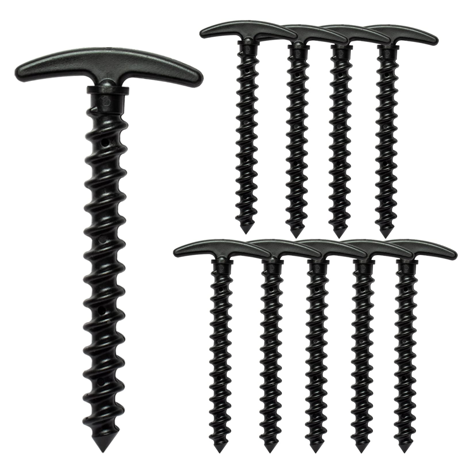 Tent Stakes 10 Pack - 5.7 Inch Heavy Duty Beach Spiral Plastic Tent Stake for Outdoor Camping Stakes Canopy Tarp & Hiking