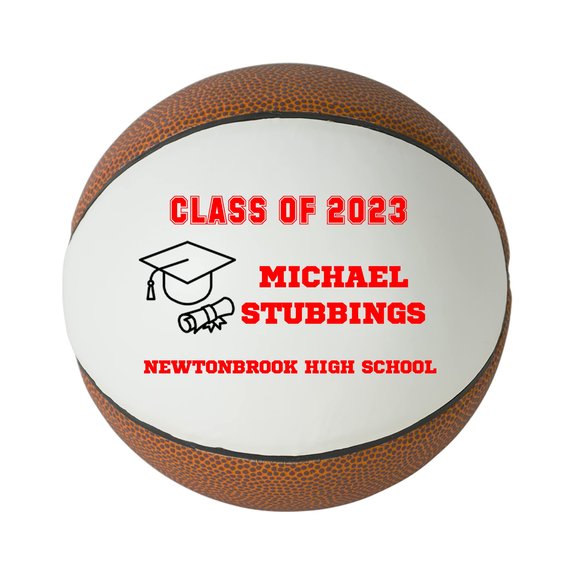 Personalized Custom Graduation 2024 Basketball Gift - Graduation Class of 2024 - Graduation Gift for Boy - Graduation Gift for Girl (Mini Basketball, RedText)