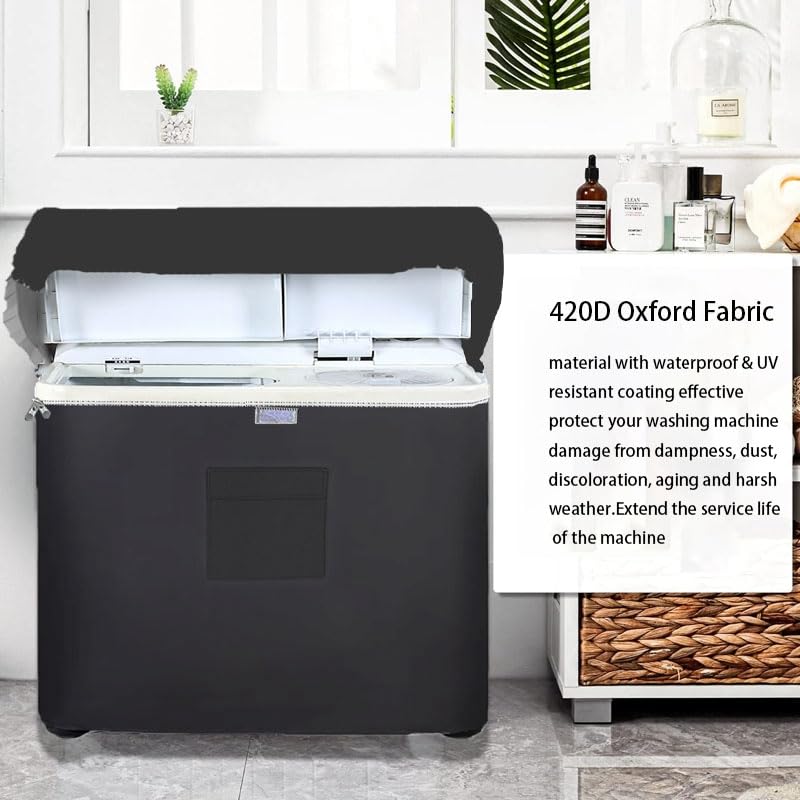 Vibiubo Twin Tub Washing Machine Cover for 28lbs Portable Mini Compact Washer Machine,Waterproof, Sun-Proof, Extend their Service Life, Zipper Design for Easy Use (28"W×17"D×32"H)