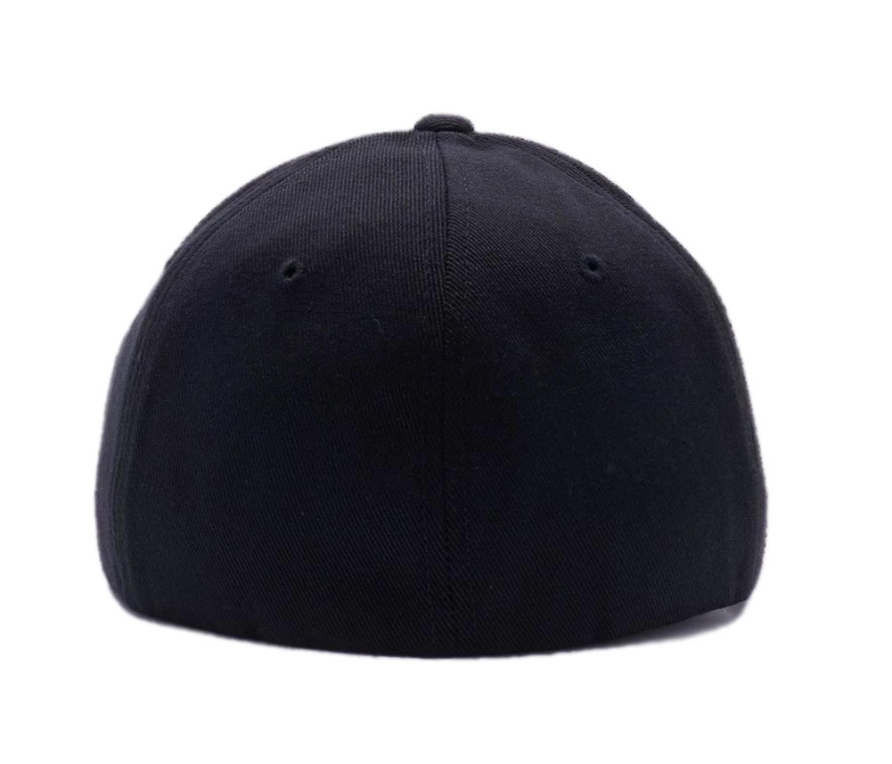 Thin Red Line and Thin Blue line Waving USA Flag. Embroidered, Flex fit 6280 Wooly Combed Twill Cap hat (Black - Blue Line, S/M)