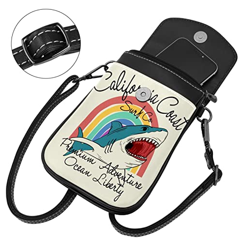 Small Crossbody Bag Rainbow Shark Cell Phone Purse Wallet