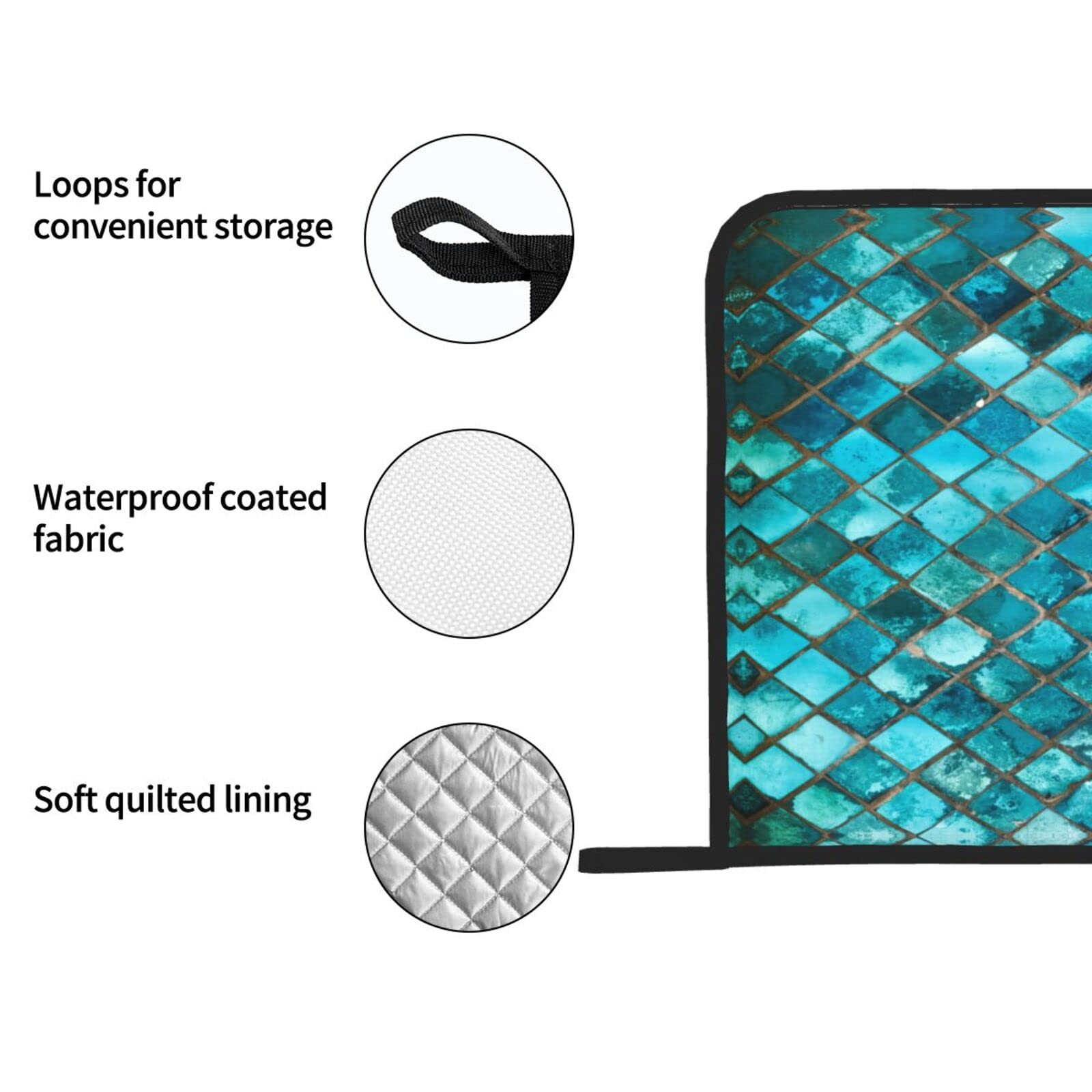 Turquoise Blue Mermaid Scales Pot Holders Set of 2 with Loop Heat Resistant Hot Pads for Cooking Baking Grilling