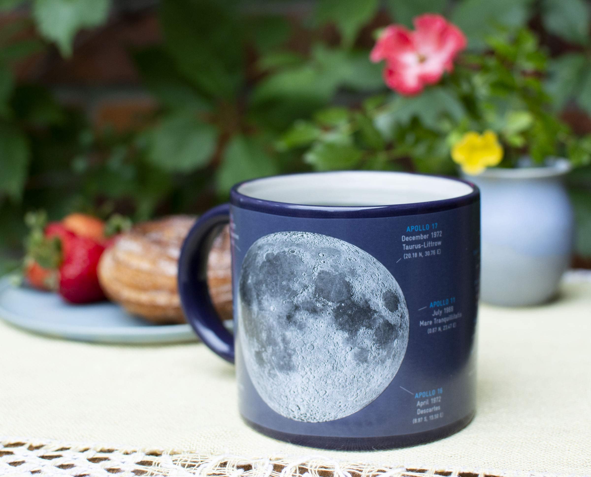 The Unemployed Philosophers Guild Heat Changing Moon Mug - Add Coffee and Names of Landing Sites Astronauts and More Appear