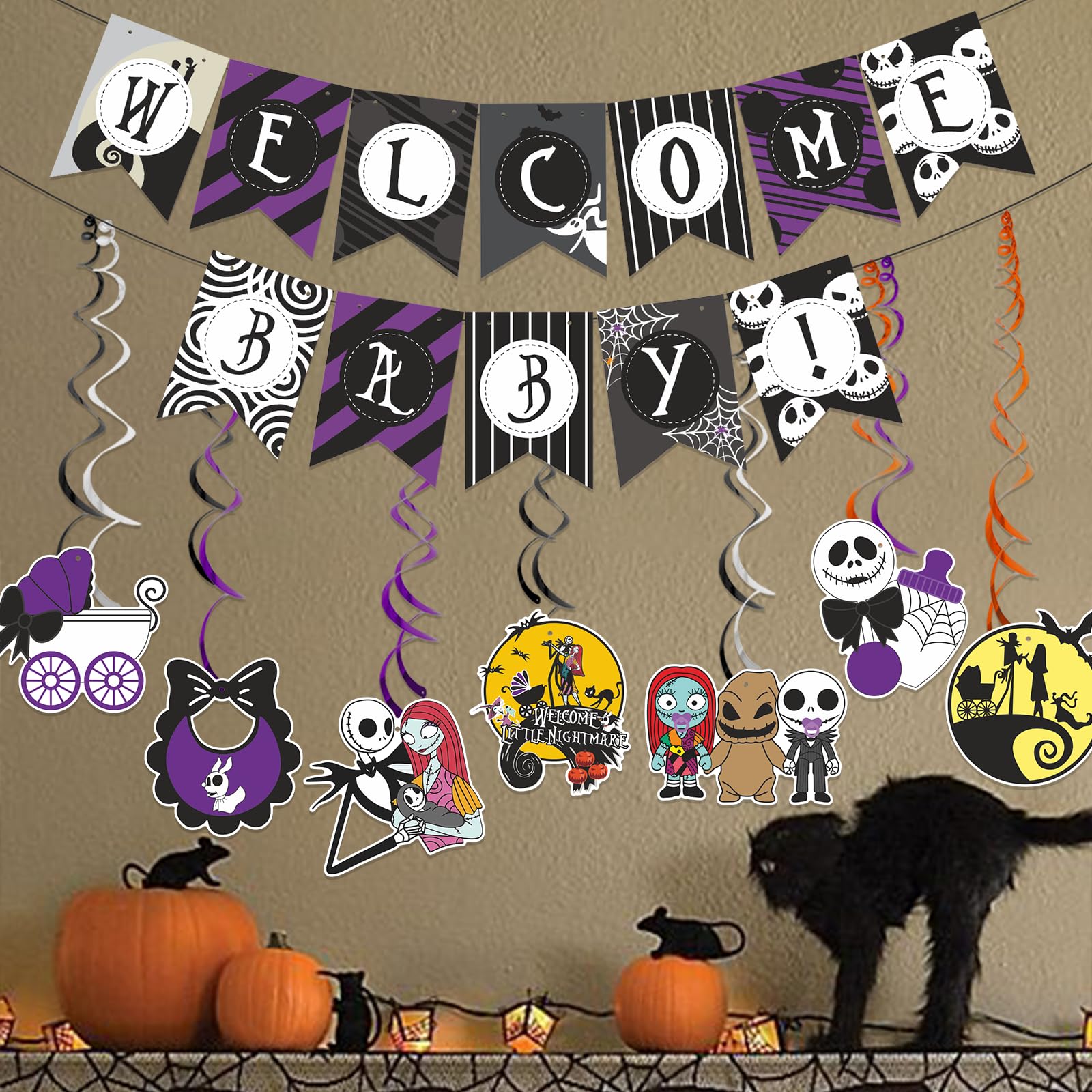 Nightmare Before Christmas Baby Shower Banner Welcome Baby Banner Nightmare Before Christmas Decorations Nightmare Before Christmas Baby Shower Decorations Nightmare Before Christmas Halloween
