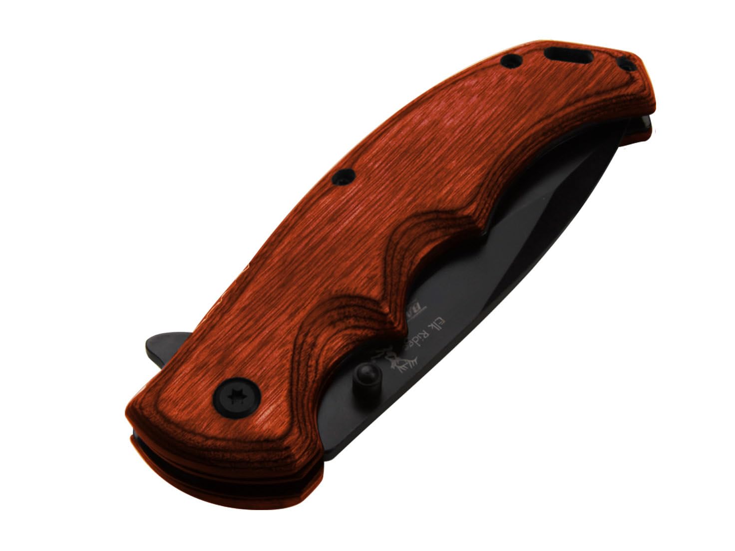 NDZ Performance Elk Ridge ERA004 3.5" Spring Assisted Flipper Folding Knife, Hunting Pocket Knife with Clip, Laser Engraved in Pink - Skull and Crossbones Jolly Roger
