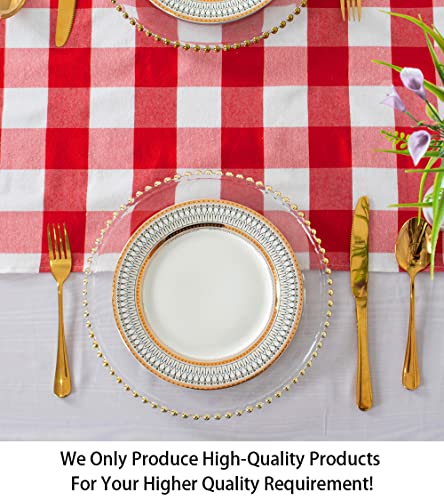 ShinyBeauty Buffalo Check Table Runner 13''x108'' Red and White Cotton Checkered Table Runner Buffalo Plaid Table Cover for Family Dinners Plaid Table Runner for Farmhouse