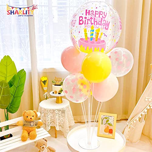 Sharlity 4 Sets Balloon Stand Kit Table Balloon Stand Holder for Graduation Birthday Baby Shower Wedding Anniversary Party Decorations