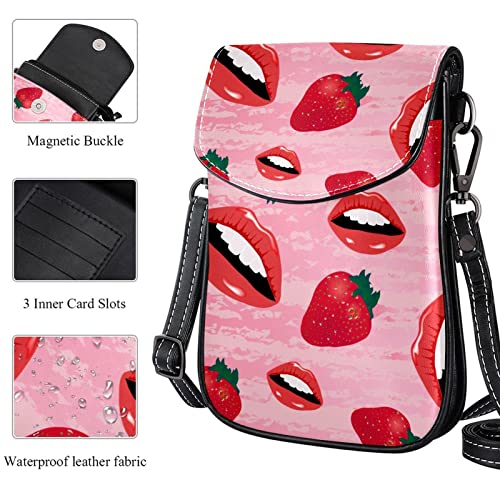 Small Crossbody Bag Lip Strawberry Cell Phone Purse Wallet