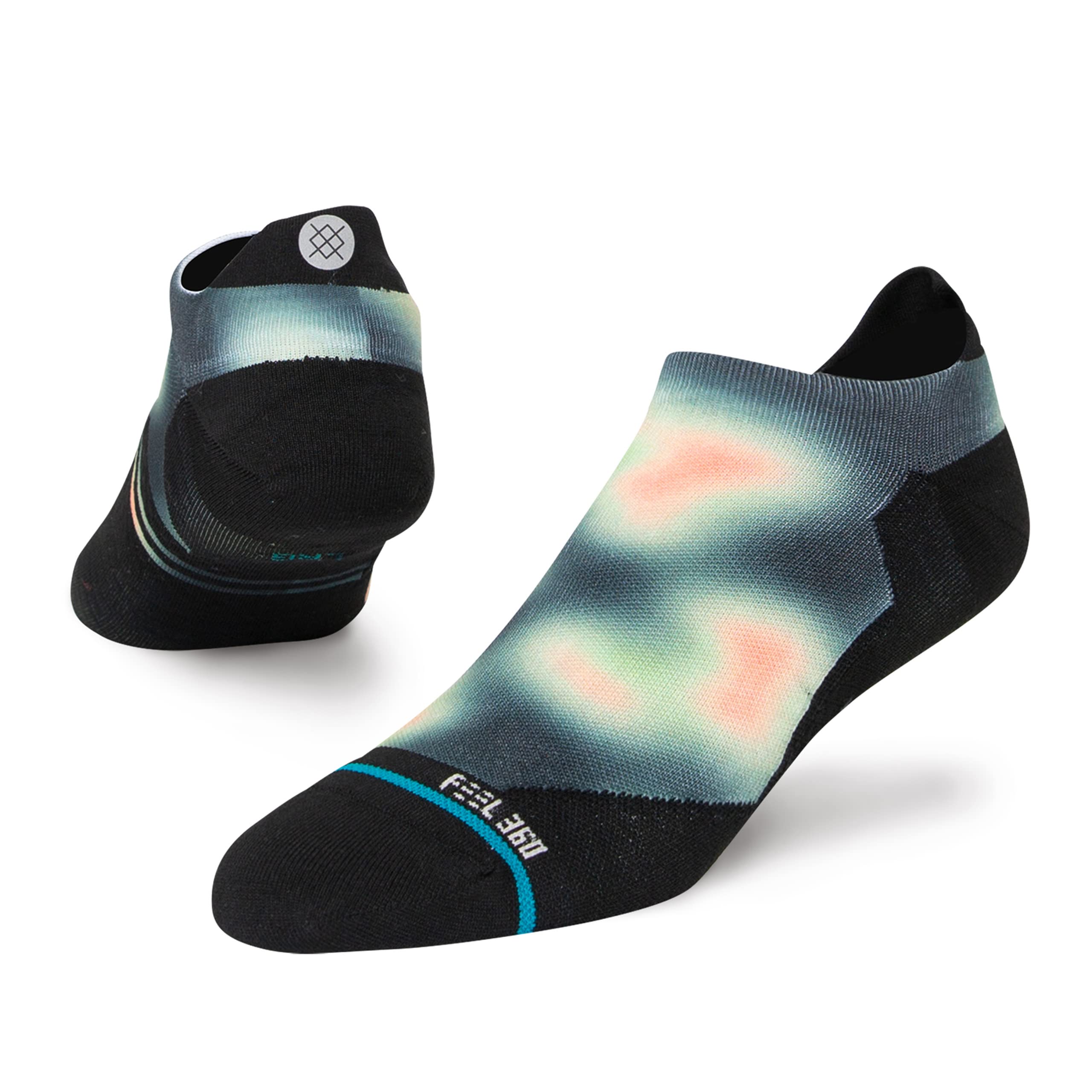Stance Heat Tab Ultralight Run Sock Washed Black LG (US Men's Shoe 9-13, Women's Shoe 11-14)