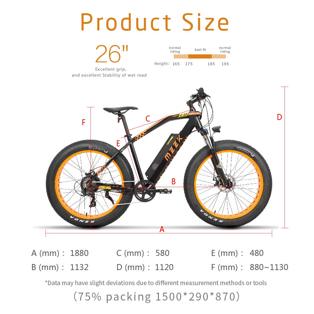 MZZK Electric Bike 7-Speed Powerful E-Bike with 48V Lithium Battery & Multi-Function Display (26" Mountain Bike-Orange)