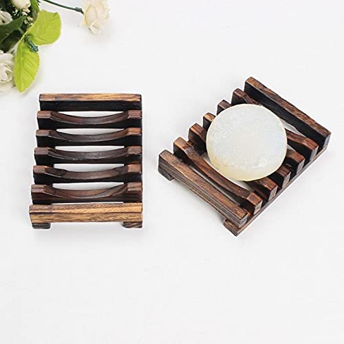 PLMM soap Box, Wood Soap Dish Portable Shower Soap Holder Non-Slip Soap Box Bamboo Rack Case Tray Holder Shower Plate Bathroom Tools