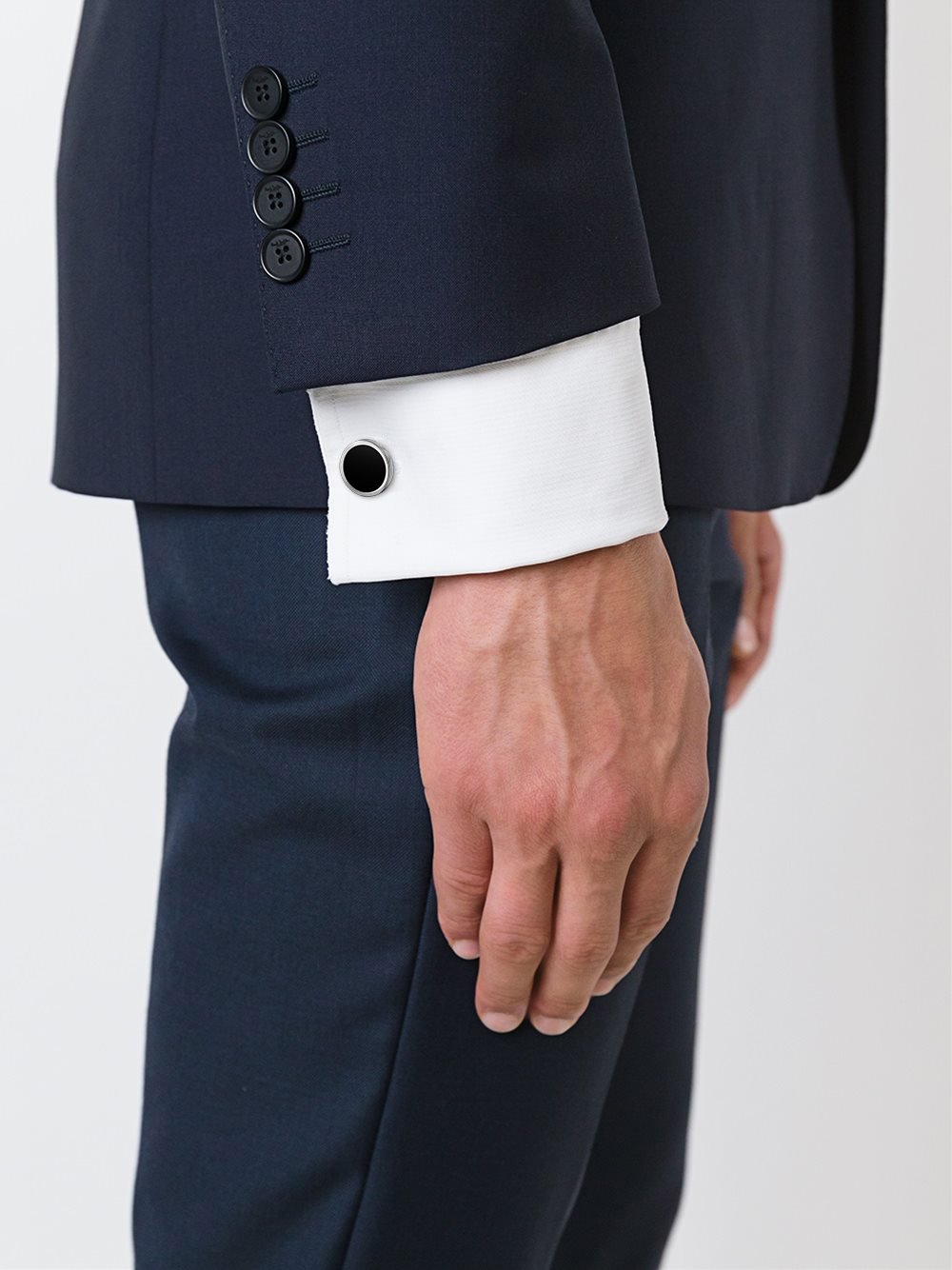 Mr.Van Onyx Cufflinks and Studs Set Formal Black Silver Groomsmen Groom Wedding Gift Cuff Links