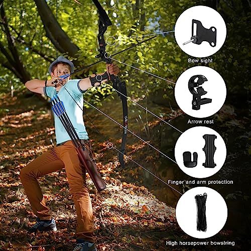 REAWOW Recurve Bows for Adults Archery Bow and Arrows Sets Hunting Takedown Bow 52in Adult Teens Beginner Right Handed Shooting Practice 6 Carbon Arrows …