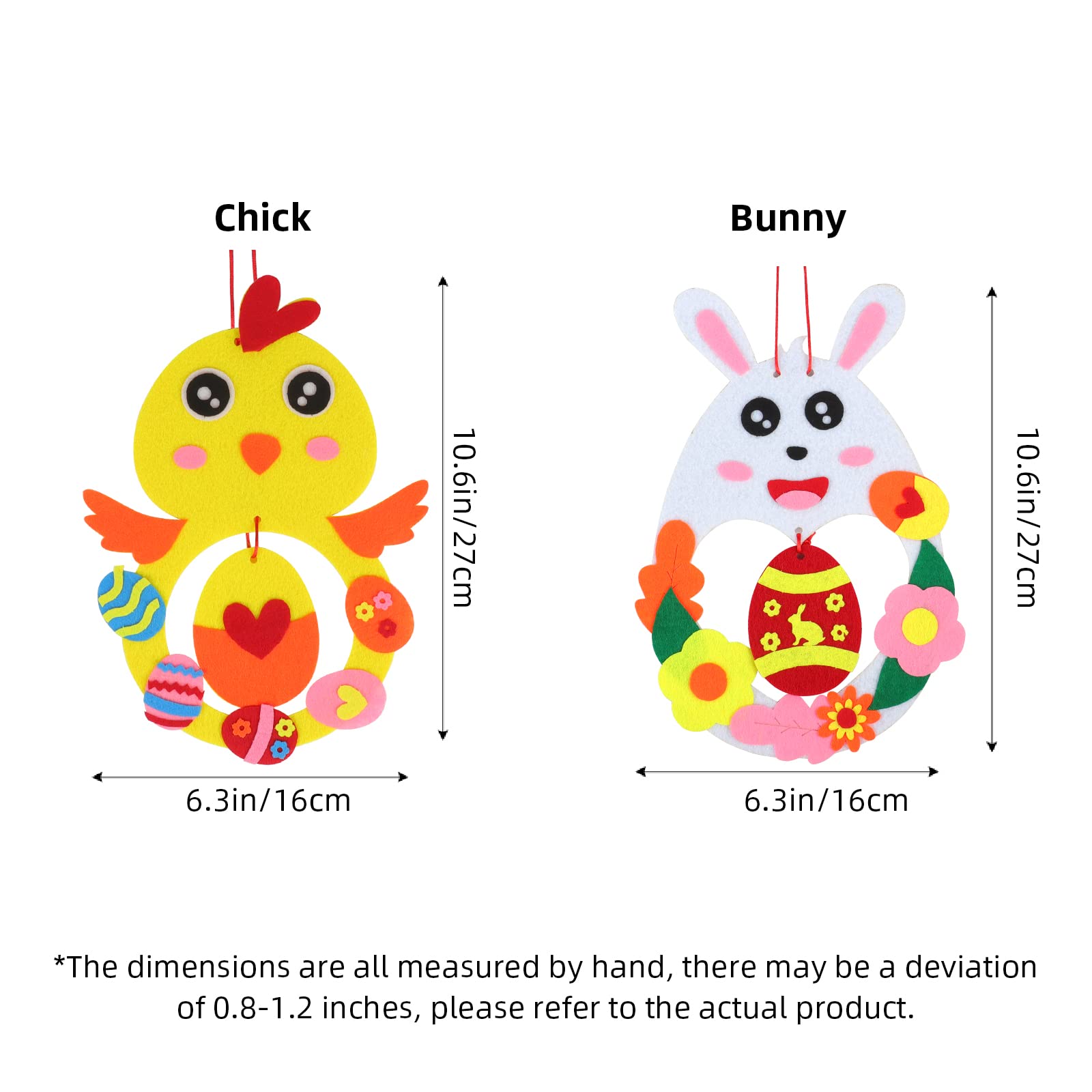 VIPITH Easter Craft Kits, 4PCS DIY Sets Including Wreath Chick Wreath Bunny Hatching Egg Easter Craft Sign Bunny Wreath and Rabbit Chick for Kids Favor Classroom Daycare Homeschool Art Decor