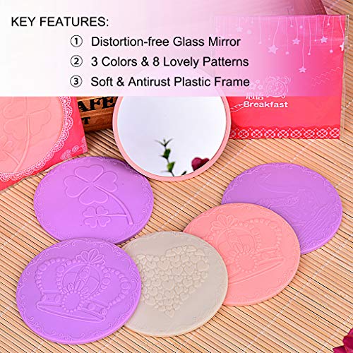 OMIRO Mini Mirror Bulk, 2.5 Inch Round Glass Mirror in 3 Colors, Pack of 24 (Random Patterns)
