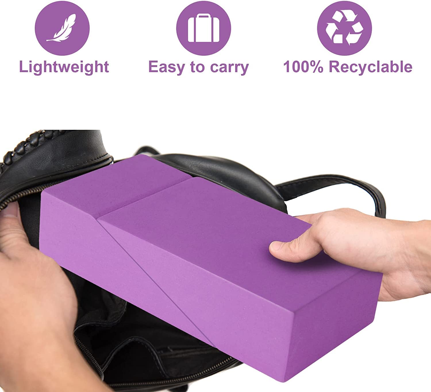 Violet Yoga Foam Wedge Blocks (Pair) Soft Wrist Wedge, Supportive Foot Exercise Accessories, Calf Raise Block, Calf Stretcher, Balance, Pushup,Yoga Wrist Support, Pilates, Squat Wedge, EVA Riser Block