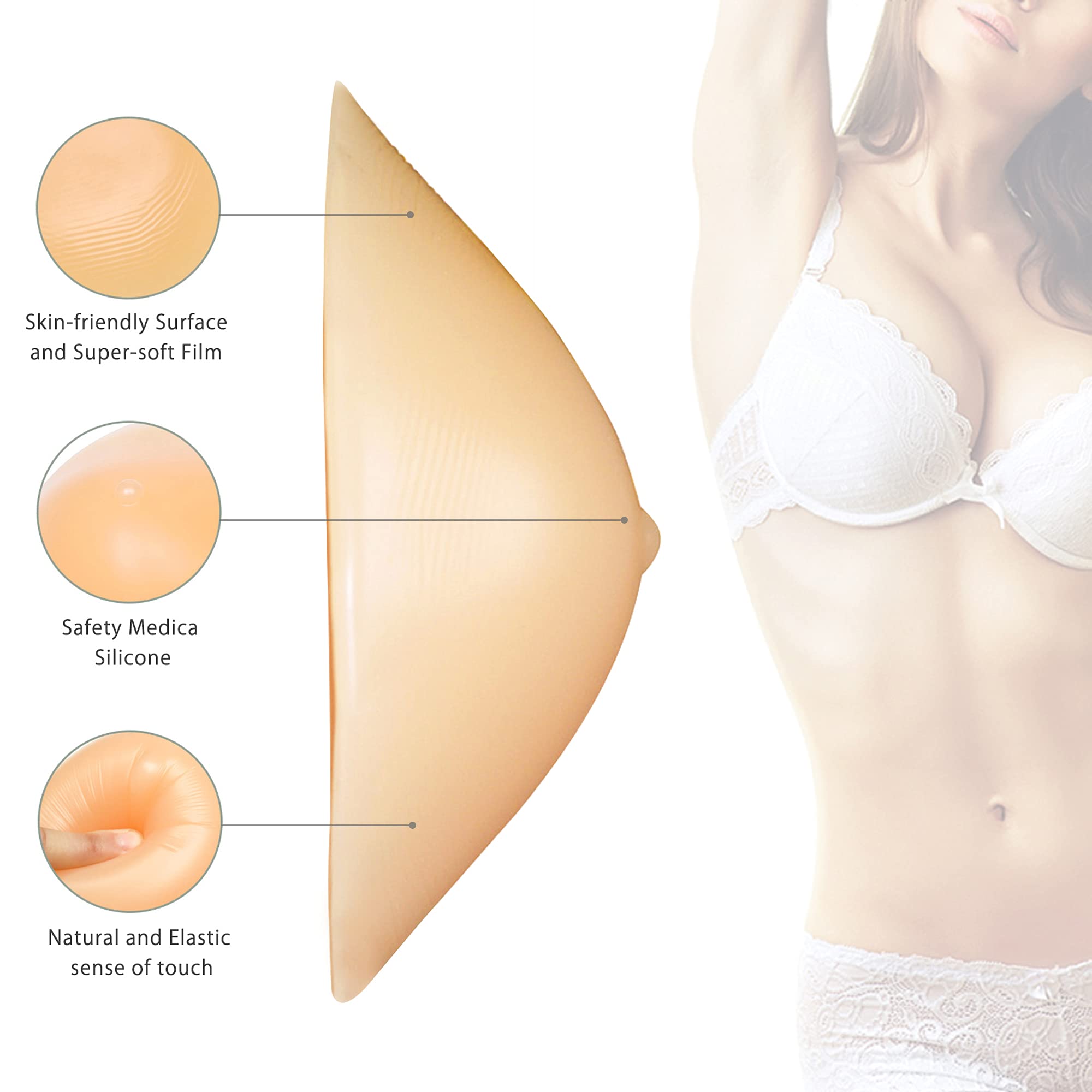 OMMITO Triangle Silicone Breast Form Mastectomy Prosthesis Bra Insert Pad Enhancer Only 1 Piece 150g
