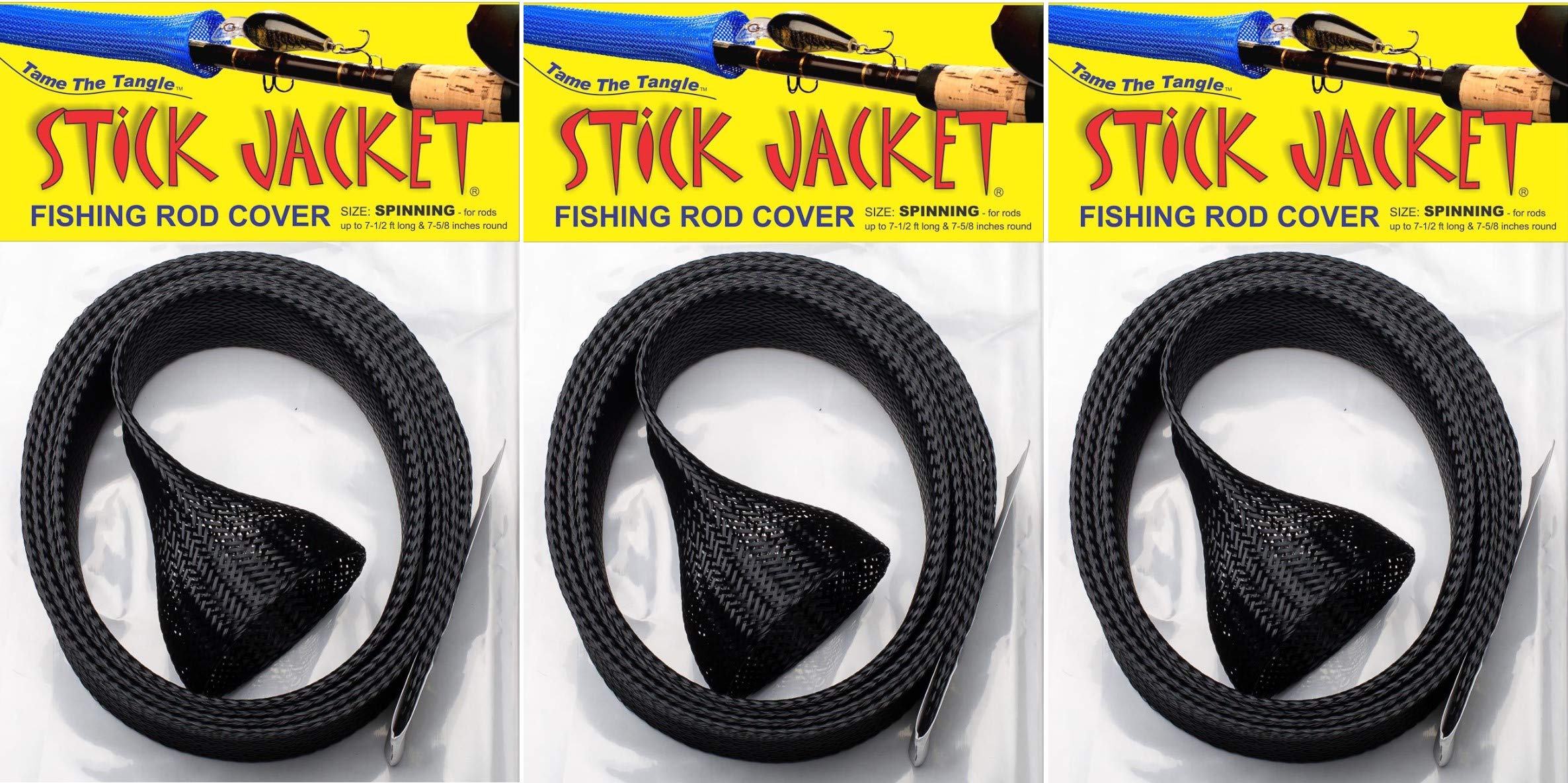 RITE-HITE Orin Briant Stick Jacket Fishing Rod Covers 3 Pack - Spinning Black; Keep Your Rod Safe and from Getting Tangled……