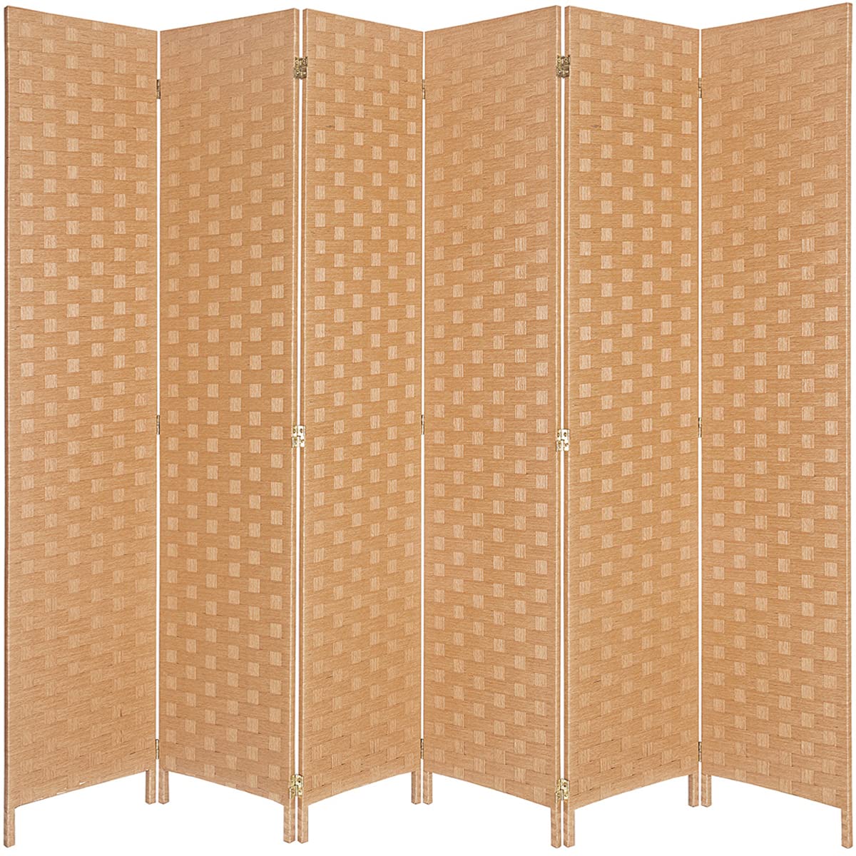 RHF 6 ft.Tall 16" Wide Room Dividers,Double Side Woven Fiber Divider,Better Privacy Screen,Folding Partition & Wall Divider,Space Seperate Indoor 6 Panel Screen,Freestanding- Light Beige,6 Panels