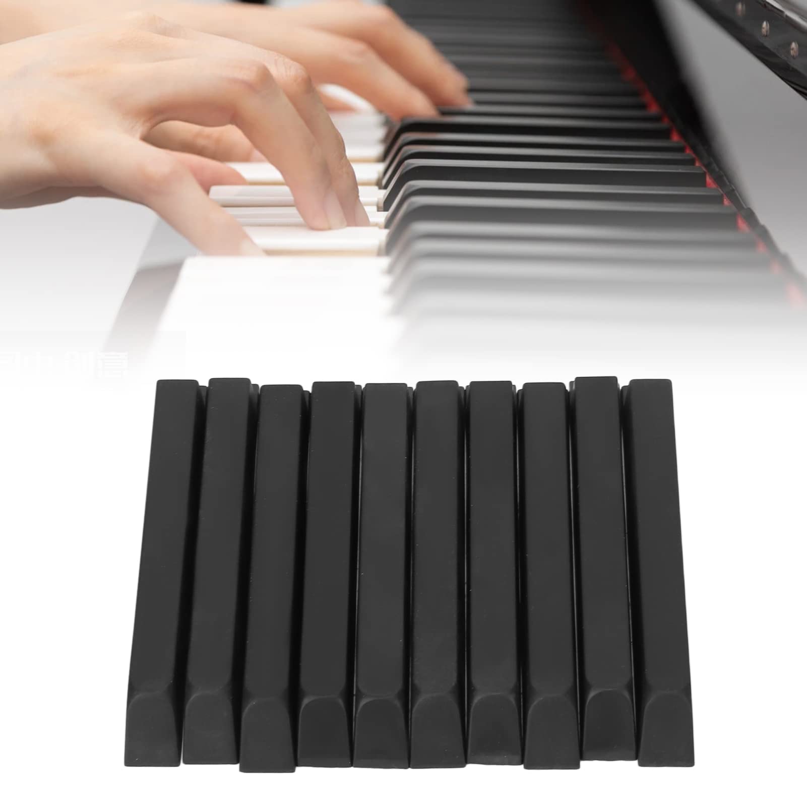 Piano Replacement Keys, 10Pcs ABS Matte Black Piano Key Replacement for Piano Keytop (L:10cm)