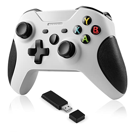 PomisGam Wireless Controller Compatible with Xbox One - 2.4GHz Game Controller Built-in Dual Vibration Gamepad Compatible with Xbox One/One S/One X/One Series X/S/Elite/PC Windows 7/8/10 (White)
