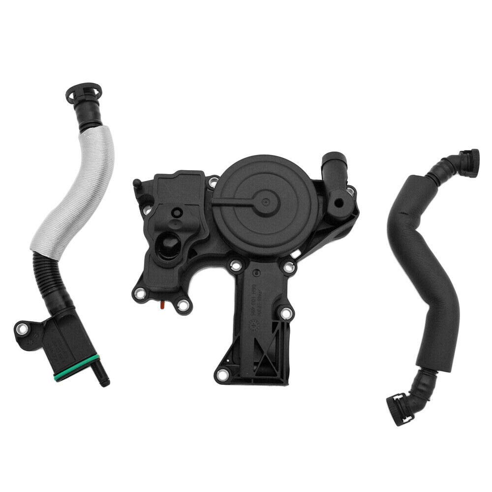 PCV Crankcase Vent Valve Breather Hose Kit - Compatible with 2.0L Turbo A3 8P, A5 B8, Q5, TT, Golf GTI MK5, MK6, Jetta, Passat B6, Tiguan and more - Replaces 06H103495AH, 06H103495AC, 06H103495E