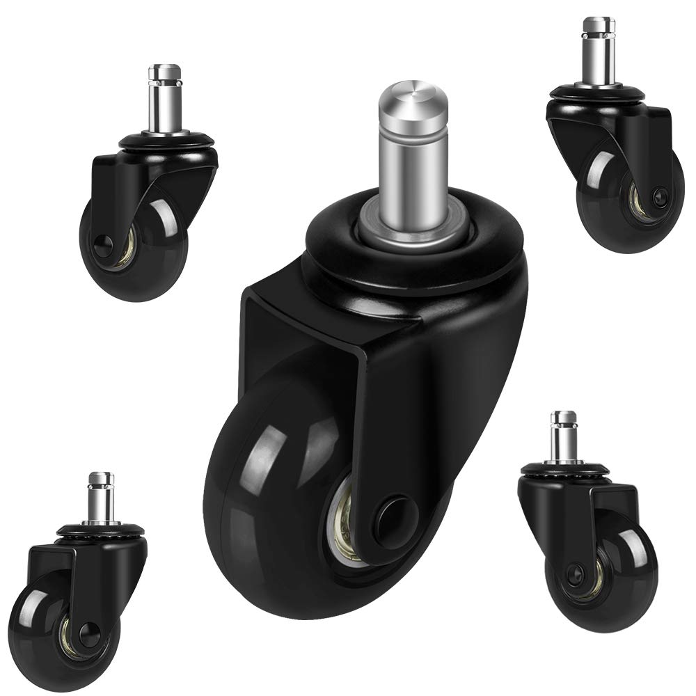 Office Chair Caster Wheels,2 Heavy Duty Desk Chair Wheels Replacement for Hardwood Floor,Smooth&Silent Swivel Wheels, 7/16”X 7/8”Universal Fit for Herman Miller,Game Chairs(not fit IKEA Chairs)