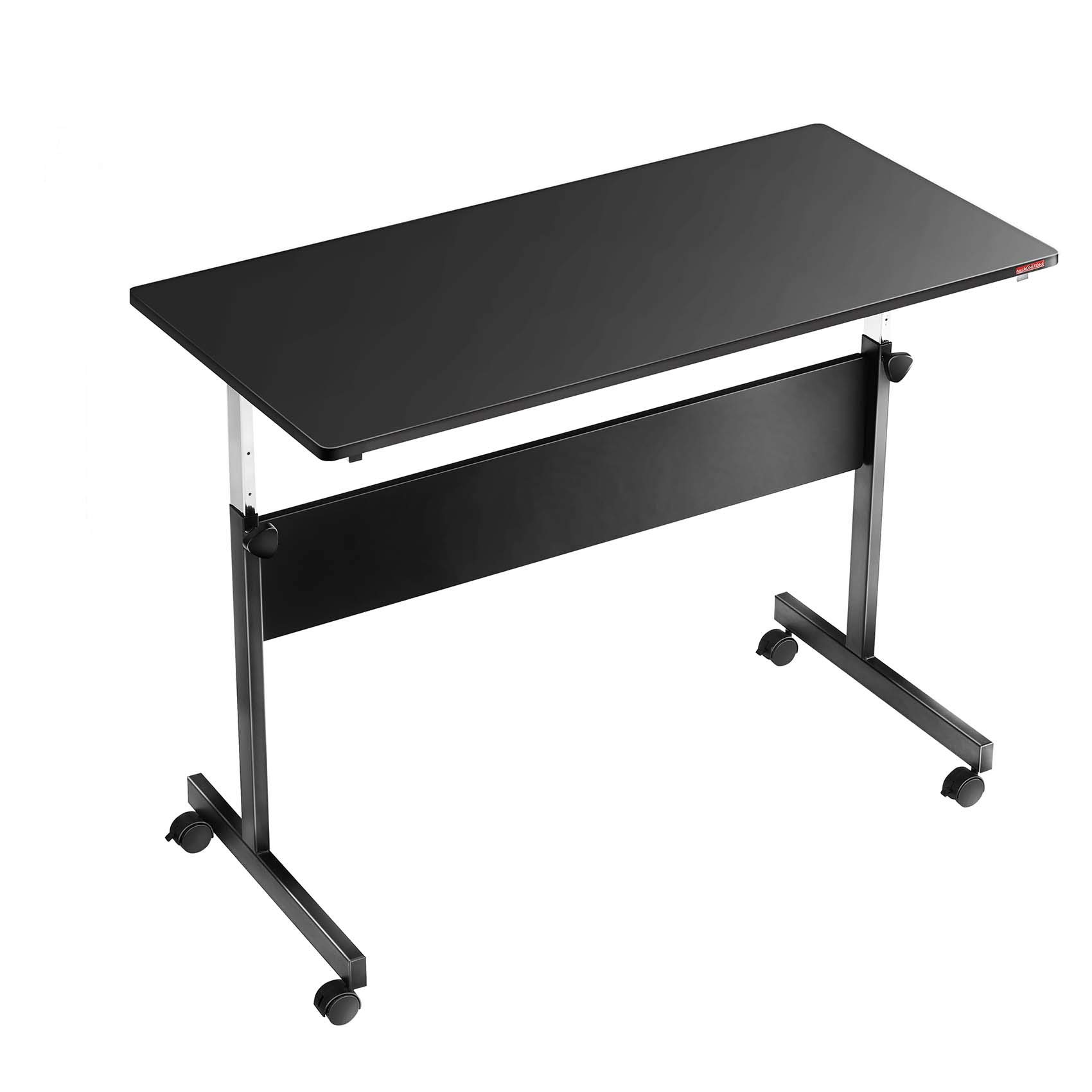 Mr IRONSTONE Height Adjustable Desk 45.7" Mobile Computer Desk Home & Office Utility Table with Rolling Wheels（Non-Automatic Adjustment） (Black)